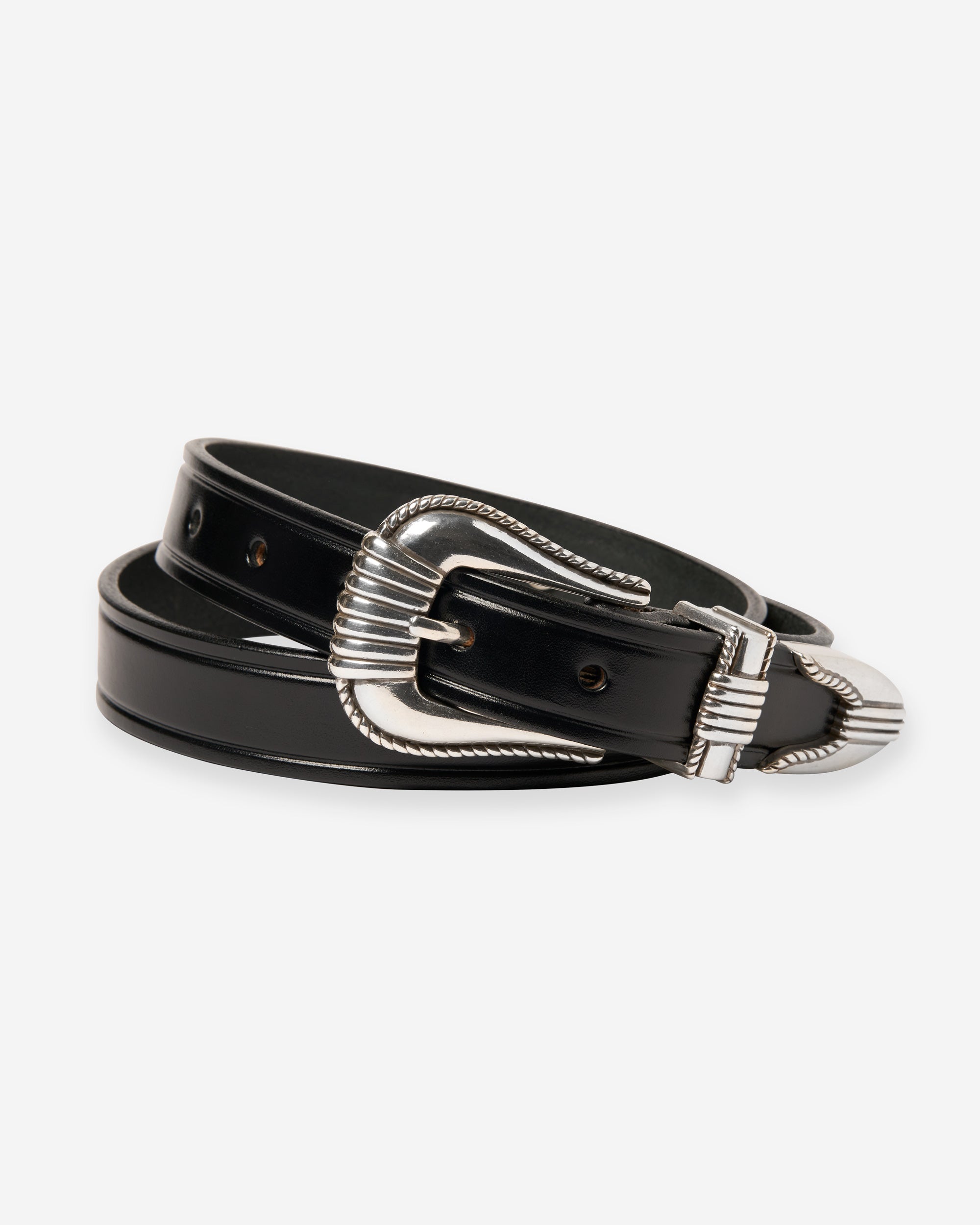 1 Silver Buckle Set Belt Black Rhythmic Tones 4100